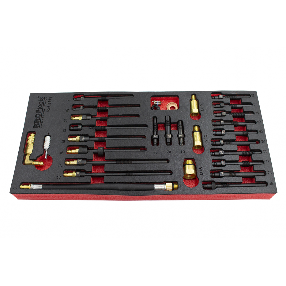 KIT ADAPTADORES PARA TESTES COMPRESION E FUGA 30PZS - 8113 | KROFTOOLS
